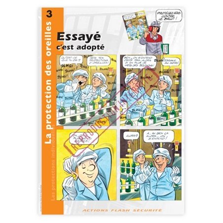 Affiche "La protection des oreilles - Essayé" - Graphito Prév