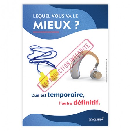 Affiche sécurité " Bouchon d'oreilles " 1296A - Graphito Prévention