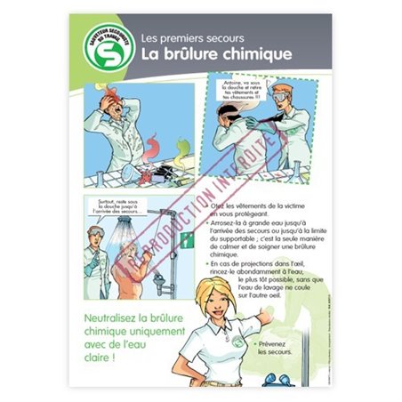 Affiche sécurité " Secourisme - la brûlure chimique " ASST12 - Graphito ...