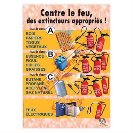 Affiche sécurité " Contre le feu, des extincteurs appropriés " AP5 ...