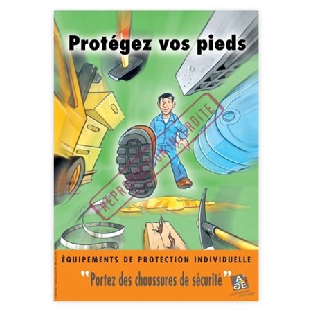 Affiche sécurité " Protégez vos pieds " AP12 - Graphito Prévention