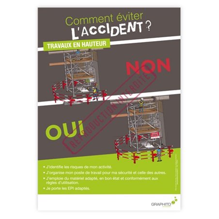 Affiche sécurité " Travaux en hauteur sécurité " - Graphito Prévention